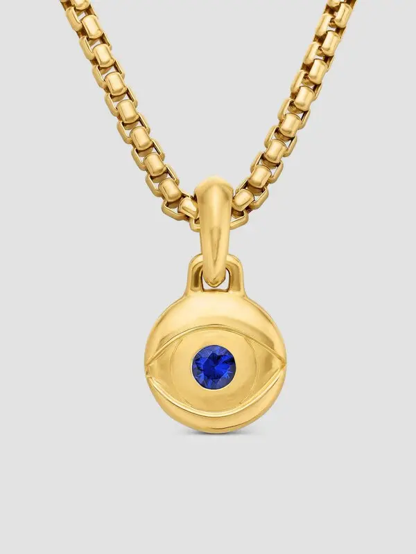 David Yurman Evil Eye Amulet In 18k Yellow Gold - Sapphire