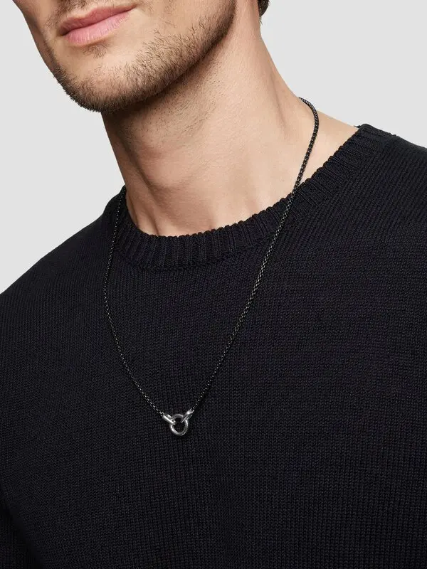 David Yurman Smooth Amulet Box Chain Necklace In Darkened Stainless Steel, 2.7mm