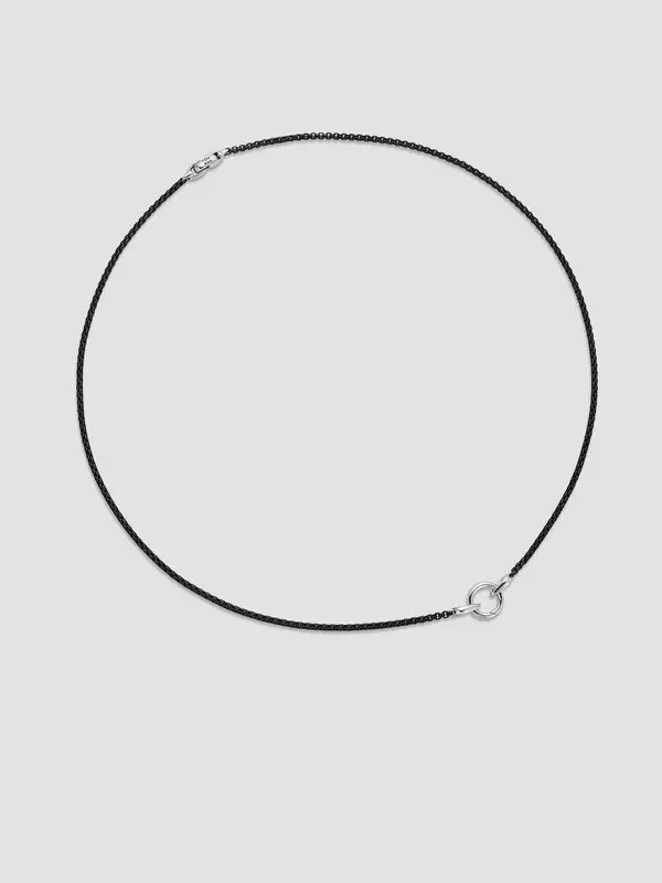 David Yurman Smooth Amulet Box Chain Necklace In Darkened Stainless Steel, 2.7mm