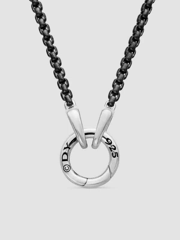 David Yurman Smooth Amulet Box Chain Necklace In Darkened Stainless Steel, 2.7mm