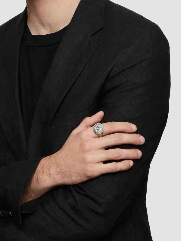 David Yurman Maritime Compass Signet Ring In Sterling Silver - Black