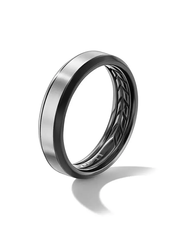 David Yurman Beveled Band Ring In Titanium - Black