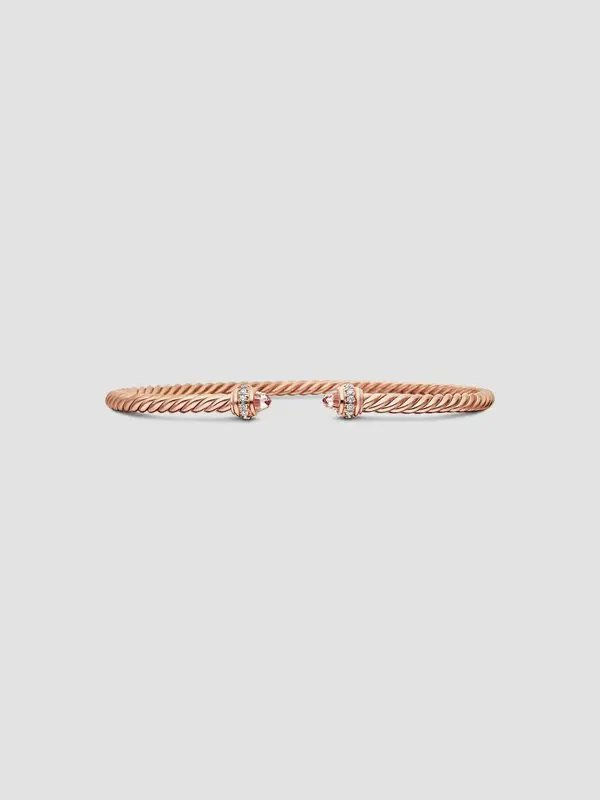David Yurman Cablespira Color Bracelet In 18k Rose Gold With And Pavé Diamonds - Morganite