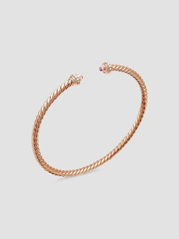 David Yurman Cablespira Color Bracelet In 18k Rose Gold With And Pavé Diamonds