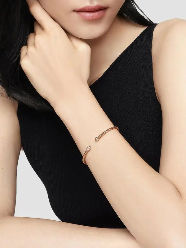 David Yurman Cablespira Color Bracelet In 18k Rose Gold With And Pavé Diamonds