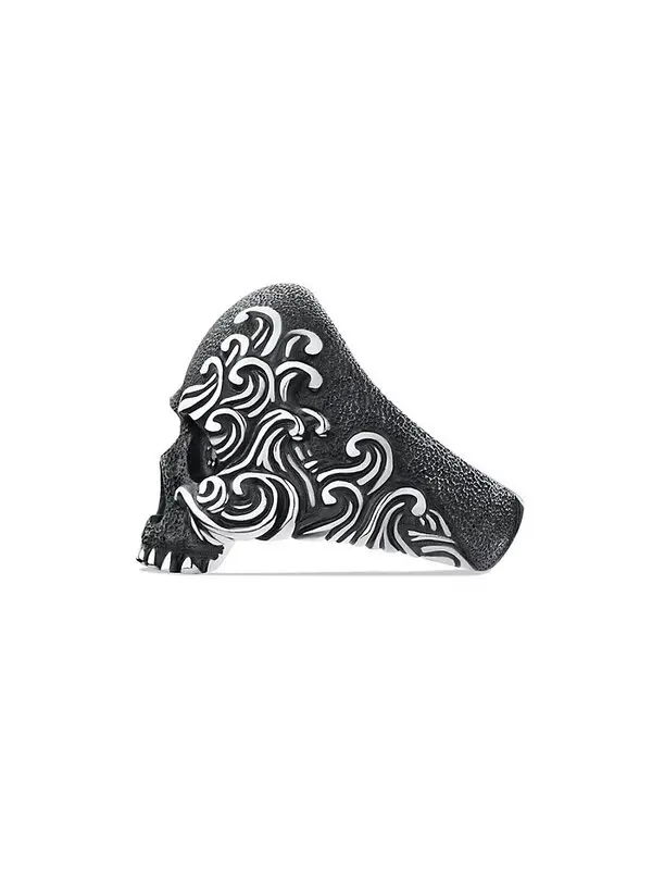 David Yurman Waves Skull Ring With Pavé Diamonds