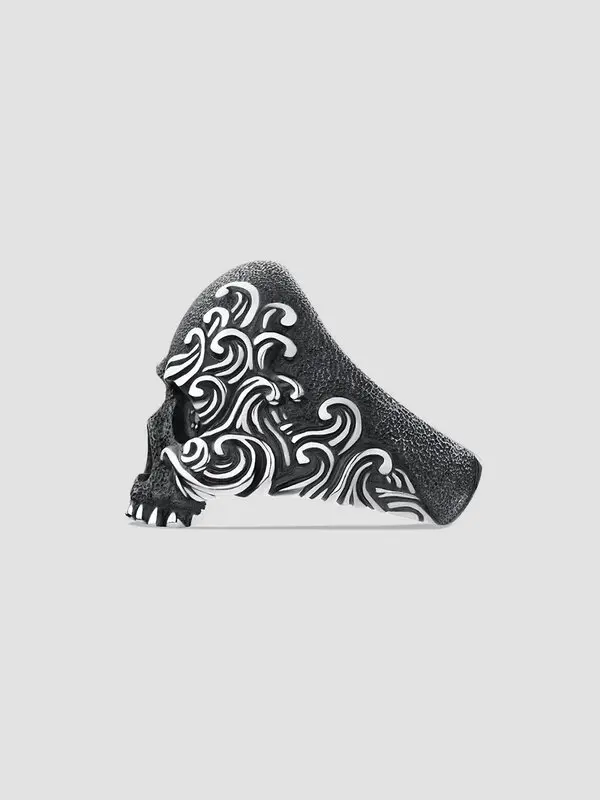 David Yurman Waves Skull Ring With Pavé Diamonds