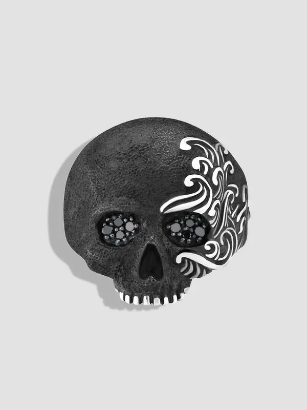 David Yurman Waves Skull Ring With Pavé Diamonds