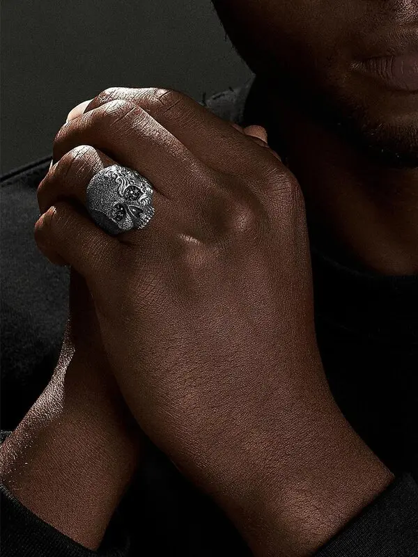 David Yurman Waves Skull Ring With Pavé Diamonds