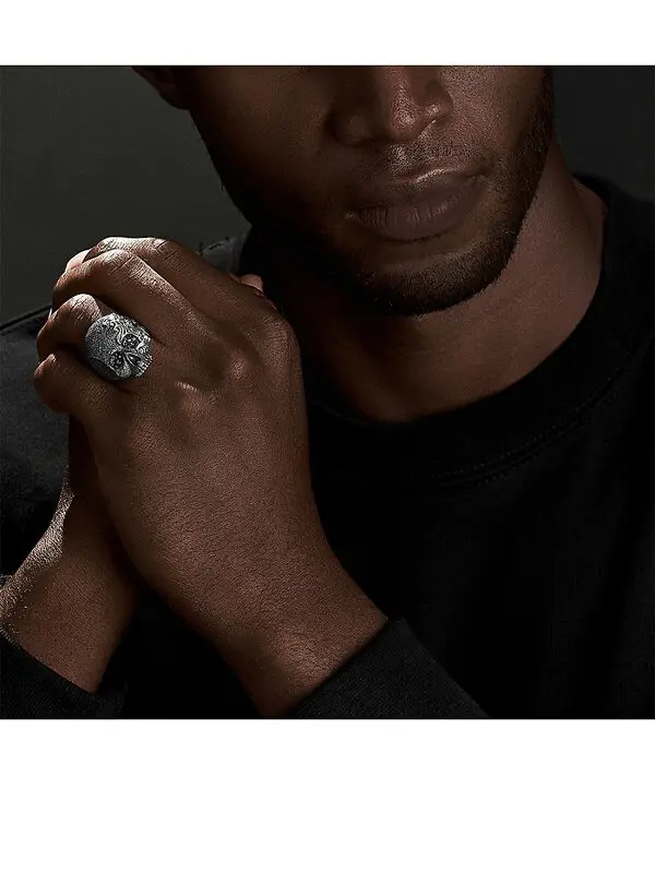 David Yurman Waves Skull Ring With Pavé Diamonds