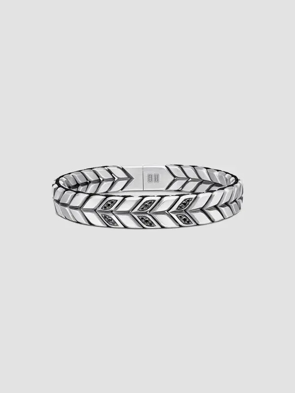 David Yurman Chevron Woven Bracelet With Pavé Diamonds