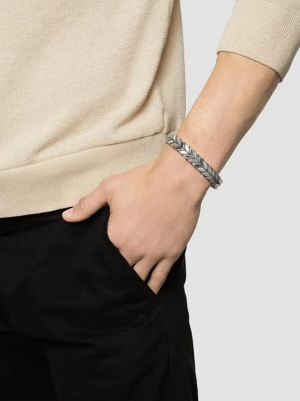 David Yurman Chevron Woven Bracelet With Pavé Diamonds