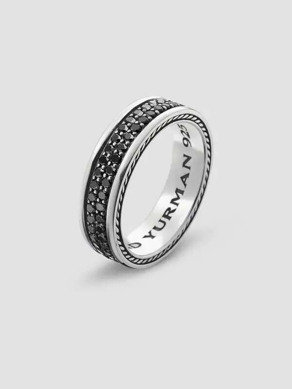 David Yurman Streamline Two Row Band Ring With Pavé Diamonds - Black