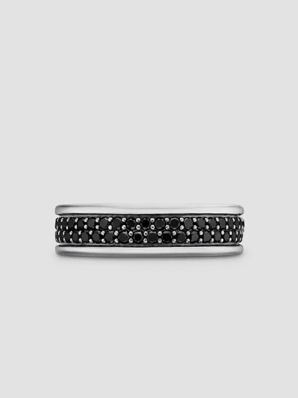 David Yurman Streamline Two Row Band Ring With Pavé Diamonds - Black
