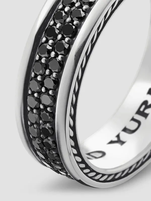 David Yurman Streamline Two Row Band Ring With Pavé Diamonds - Black
