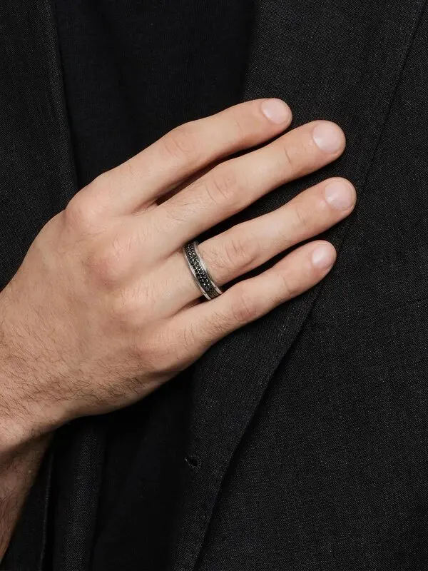 David Yurman Streamline Two Row Band Ring With Pavé Diamonds - Black