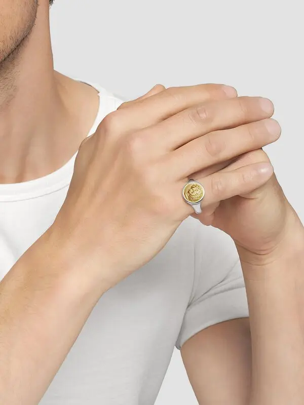 David Yurman Petrvs Lion Pinky Ring In Sterling Silver And 18k Yellow