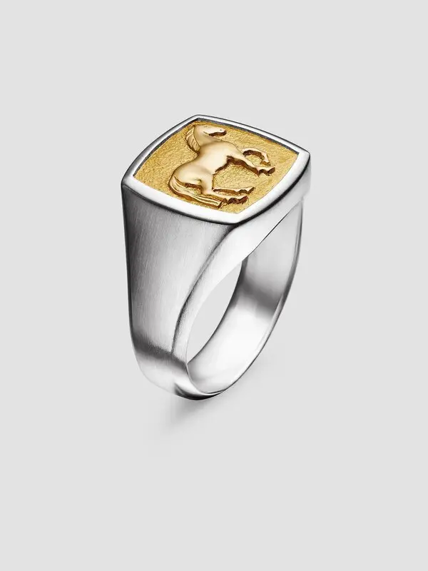 David Yurman Petrvs Horse Pinky Ring In Sterling Silver And 18k Yellow