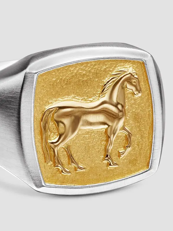 David Yurman Petrvs Horse Pinky Ring In Sterling Silver And 18k Yellow
