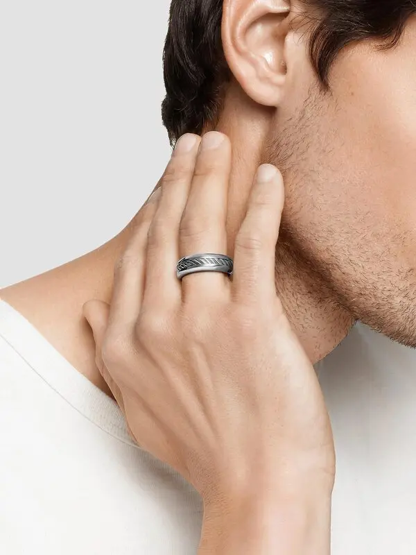 David Yurman Cable Inset Band Ring In 8mm