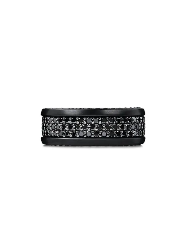 David Yurman Streamline Three Row Band Ring In Titanium With Pavé Diamonds - Black