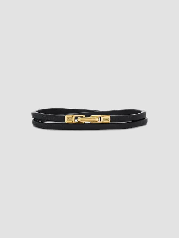 David Yurman Streamline Double Wrap Bracelet In Leather - Black