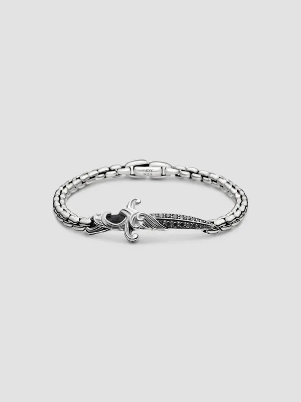 David Yurman Waves Dagger Bracelet In Sterling Silver - Black