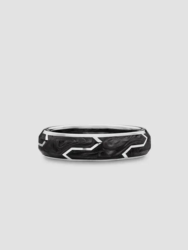 David Yurman Forged Carbon Band Ring With 18k White Gold - Black