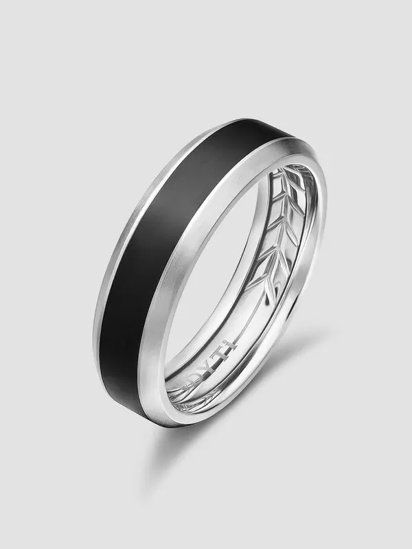David Yurman Beveled Band Ring In Grey With Black
