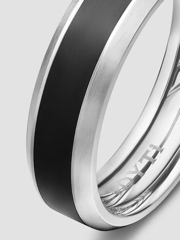 David Yurman Beveled Band Ring In Grey With Black
