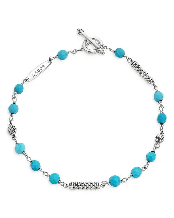 Lagos Sterling Silver Caviar Icon Turquoise Bracelet - Blue/silver