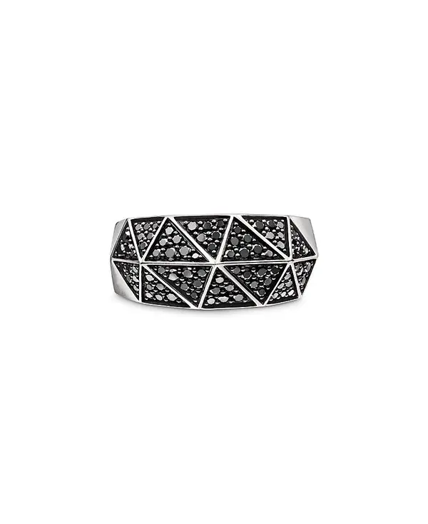 David Yurman Faceted Ring With Black Diamonds - Black/silver