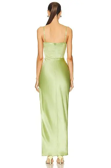 knee length dresses for ladies Satin Peekaboo Bandeau Draped Gown in Black - Xs / Regular main image 0
