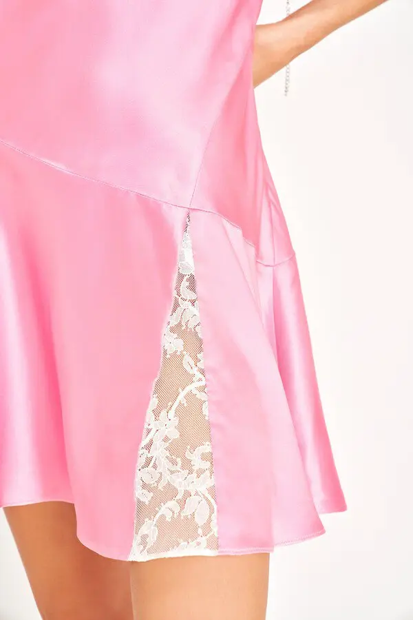 lionel silk mini dress Loveshackfancy Women's Lionel Draped Silk Mini Dress In Pink