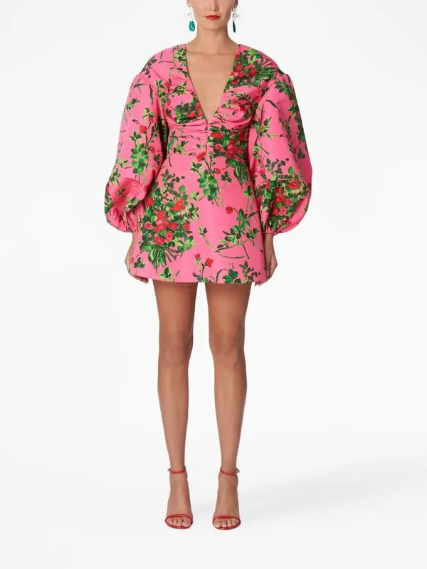 Carolina Herrera Floral-print V-neck Dress