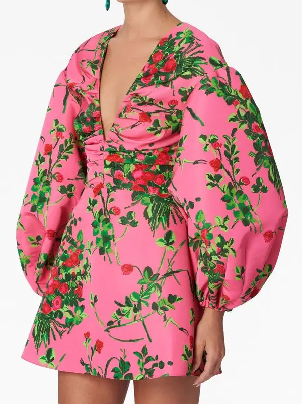 Carolina Herrera Floral-print V-neck Dress