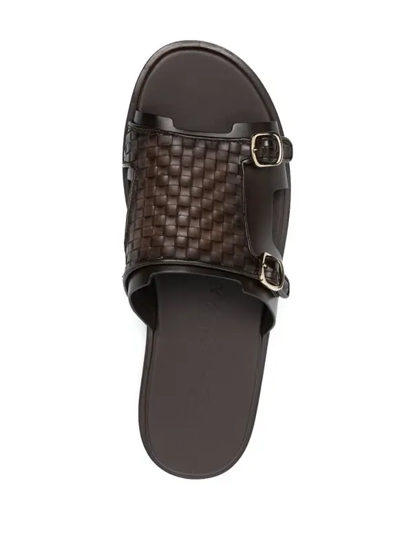 Santoni Interwoven-strap Flat Leather Sandals