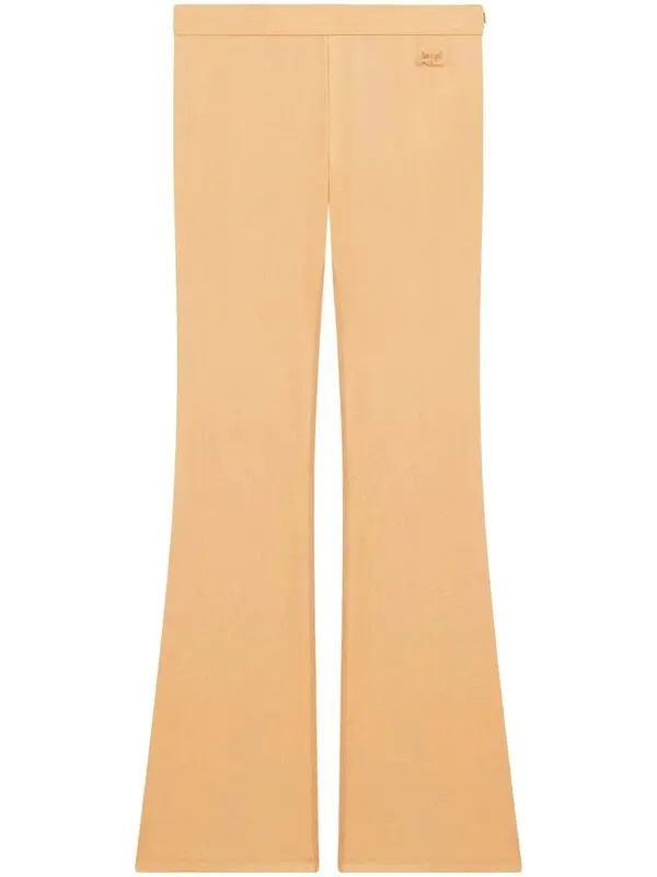 COURREGES Flared-leg Trousers With Embroidered Logo - Neutrals