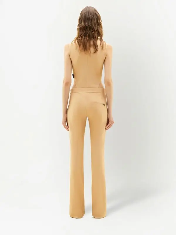 COURREGES Flared-leg Trousers With Embroidered Logo - Neutrals