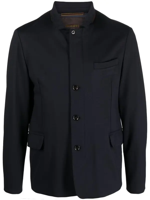 MOORER Camp-collar Single-breasted Coat