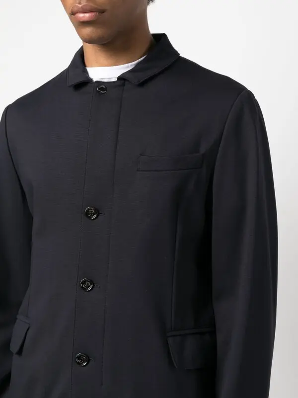 MOORER Camp-collar Single-breasted Coat