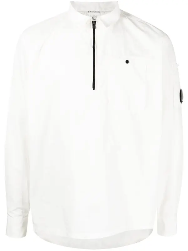 C.P. COMPANY Logo-plaque Half Zip-fastening Shirt - White