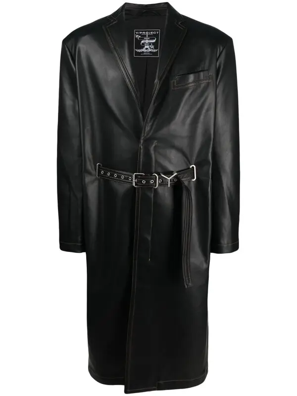 Y/project Belted Faux-leather Coat