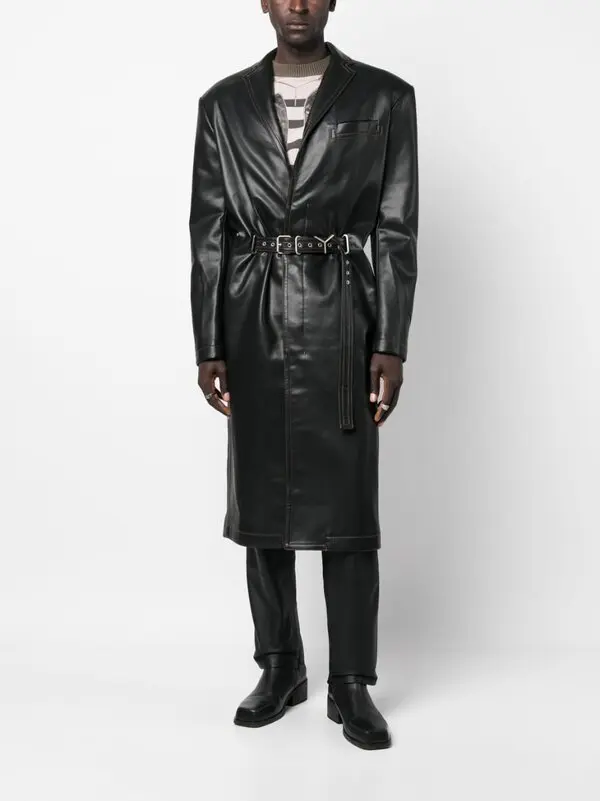 Y/project Belted Faux-leather Coat