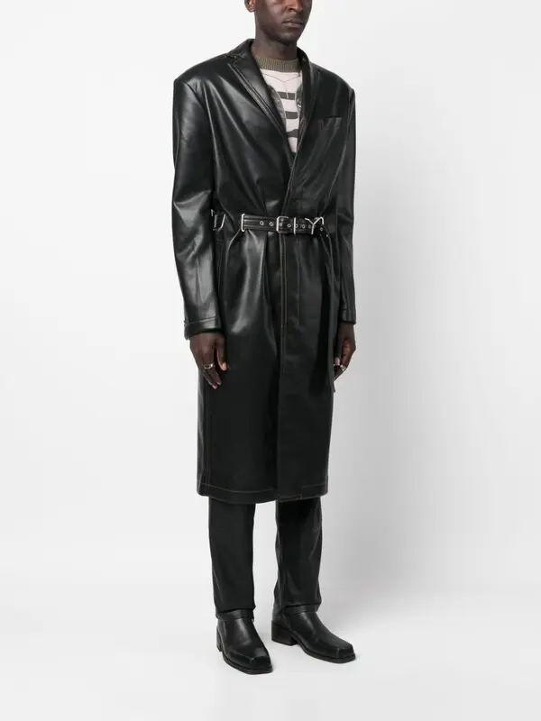 Y/project Belted Faux-leather Coat