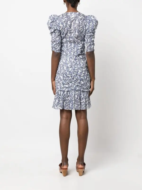 MARANT ETOILE Floral Print Ruched Mini Dress