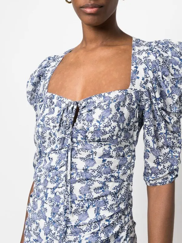 MARANT ETOILE Floral Print Ruched Mini Dress