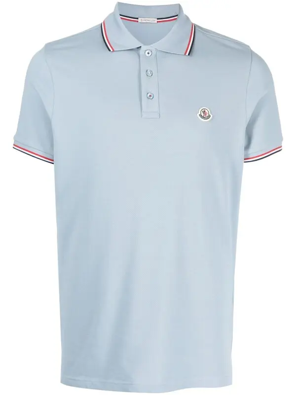 Moncler Logo-badge Polo Shirt - Blue
