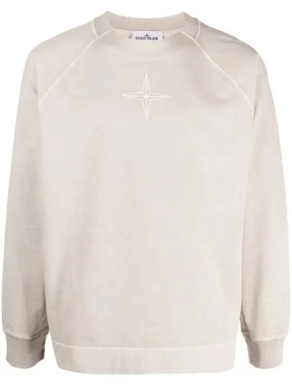 Stone Island Logo-embroidered Cotton Sweatshirt - Neutrals