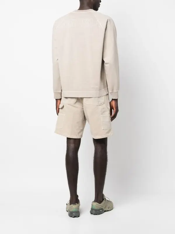 Stone Island Logo-embroidered Cotton Sweatshirt - Neutrals